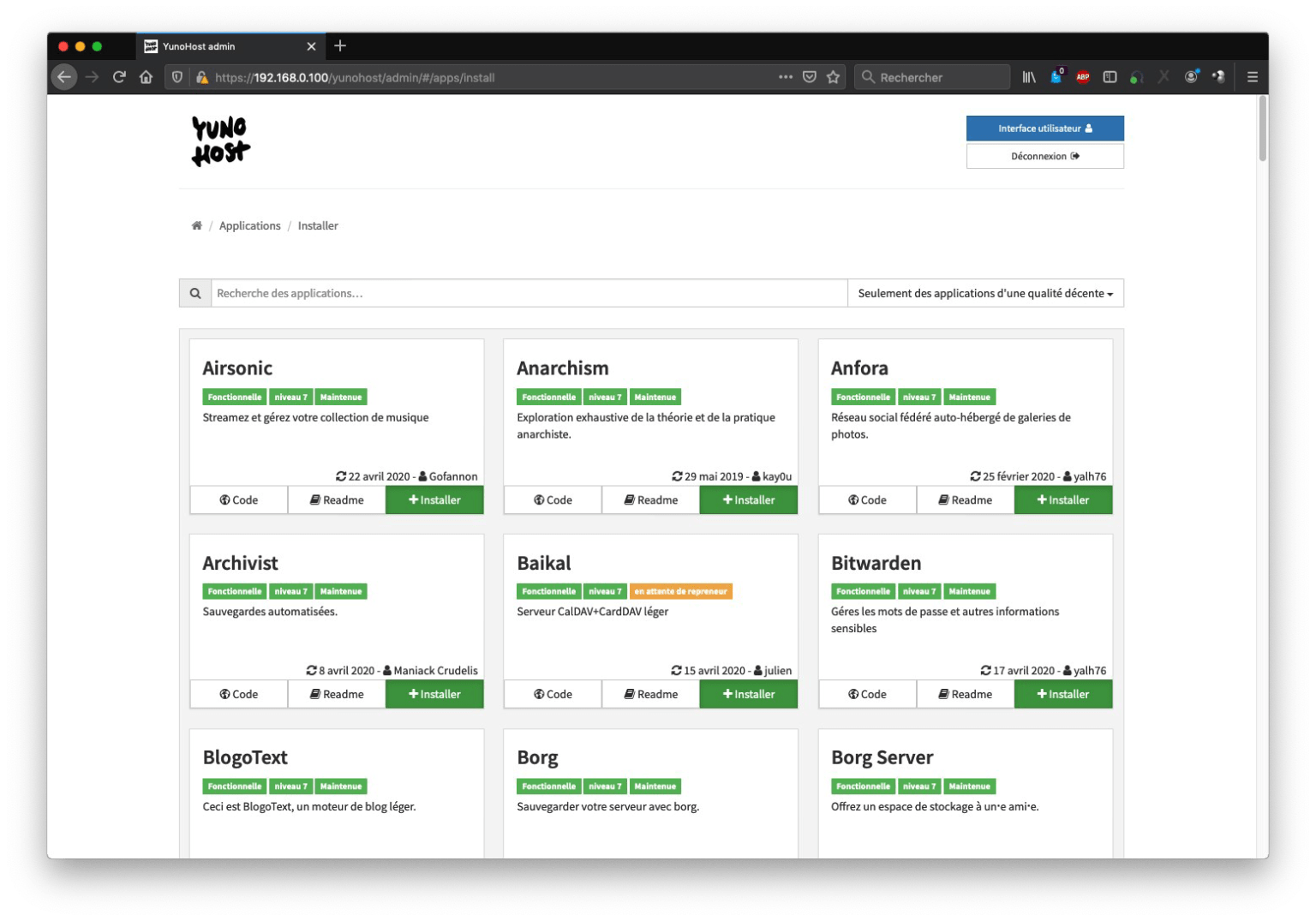 Installation de YunoHost et NextCloud - TREVILLY.COM